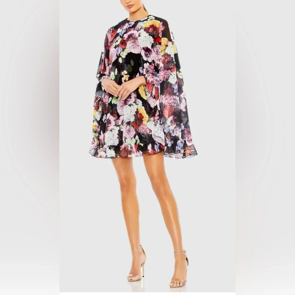 Mac Duggal | Dresses | Mac Duggal Floral Cape Dress | Poshmark